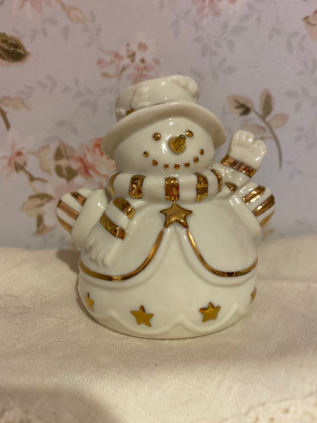 Enesco Snowman Bell White and Gold Christmas Holiday Winter Tree ...