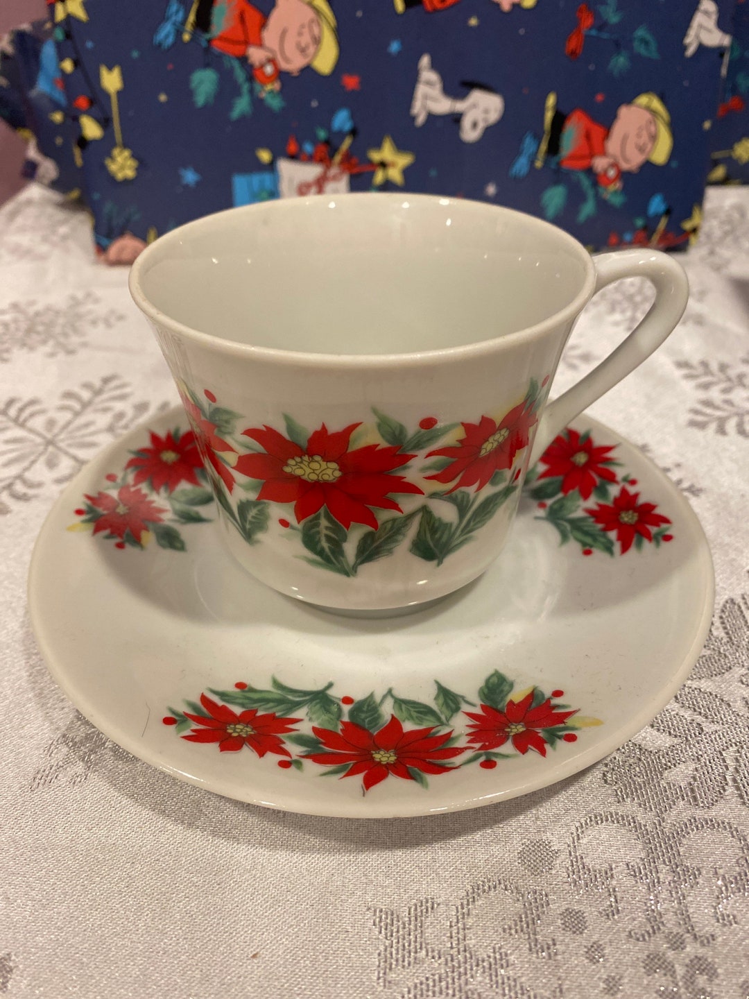 Vintage Relpo Christmas Holiday Pointsettia Tea Cup and Saucer - Etsy