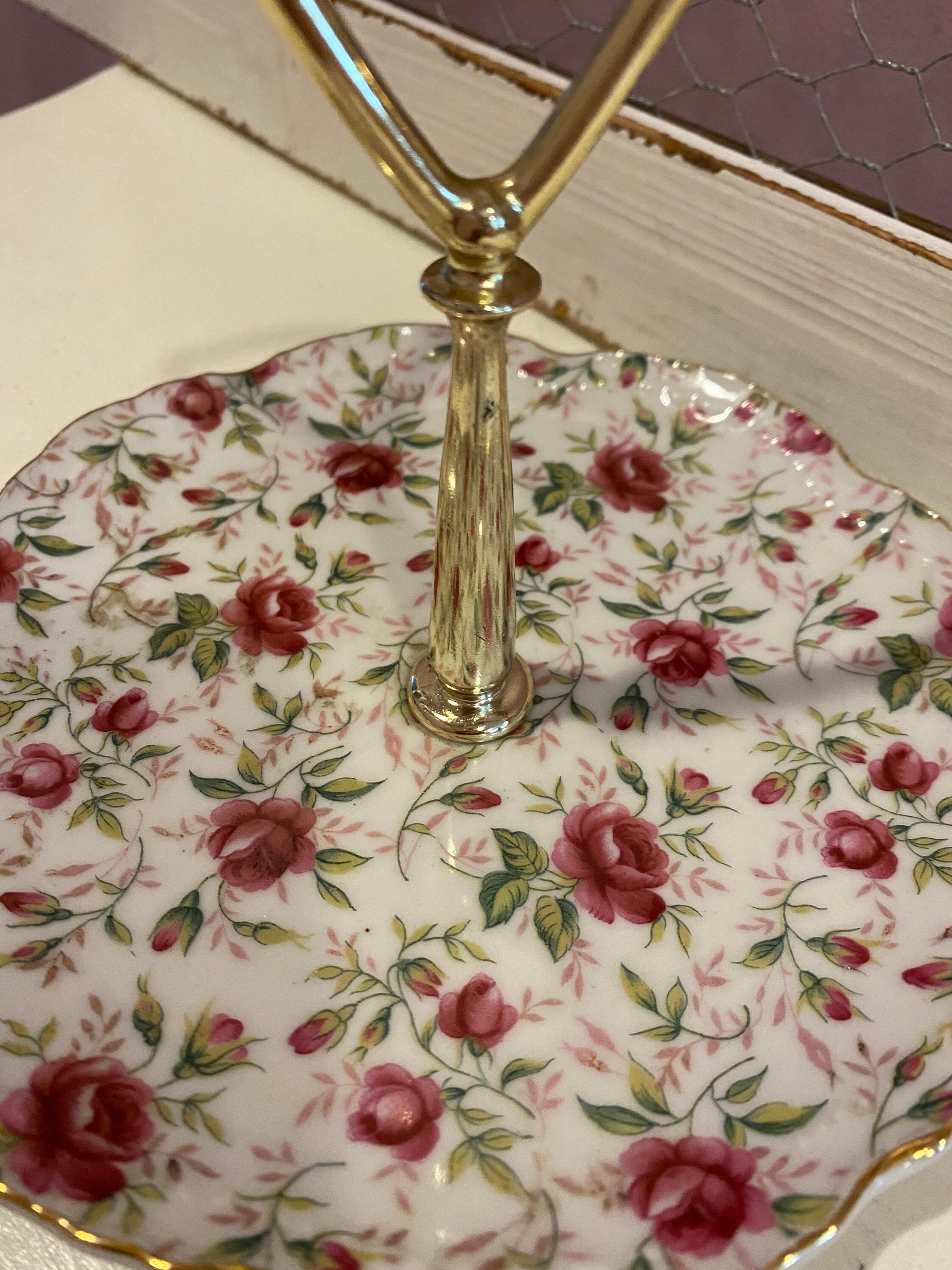Pretty Vintage Lefton Serving Dish Plate With Handle Roses Design - Etsy