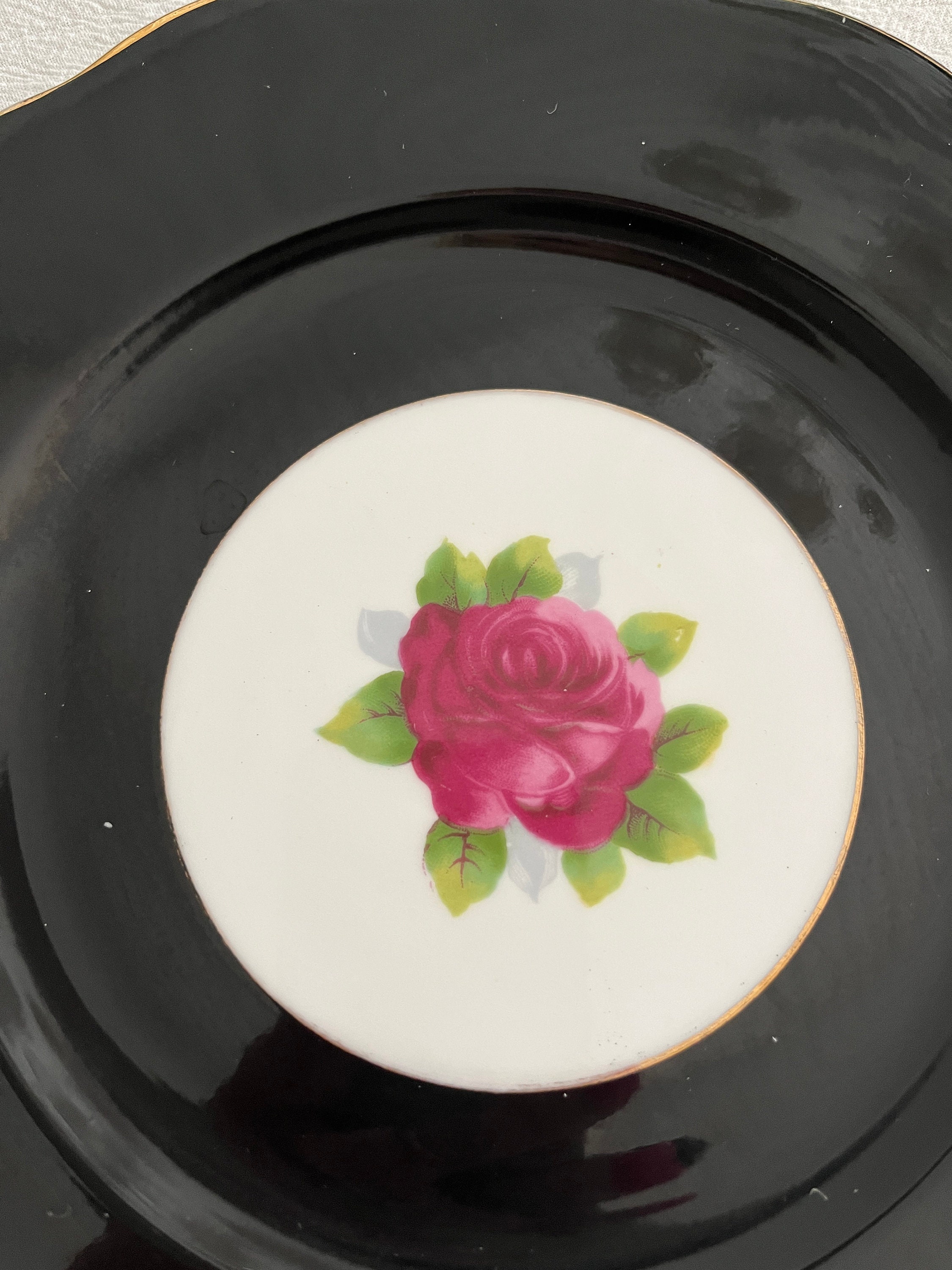 Royal Albert Bone China Black Rose Plate - Etsy