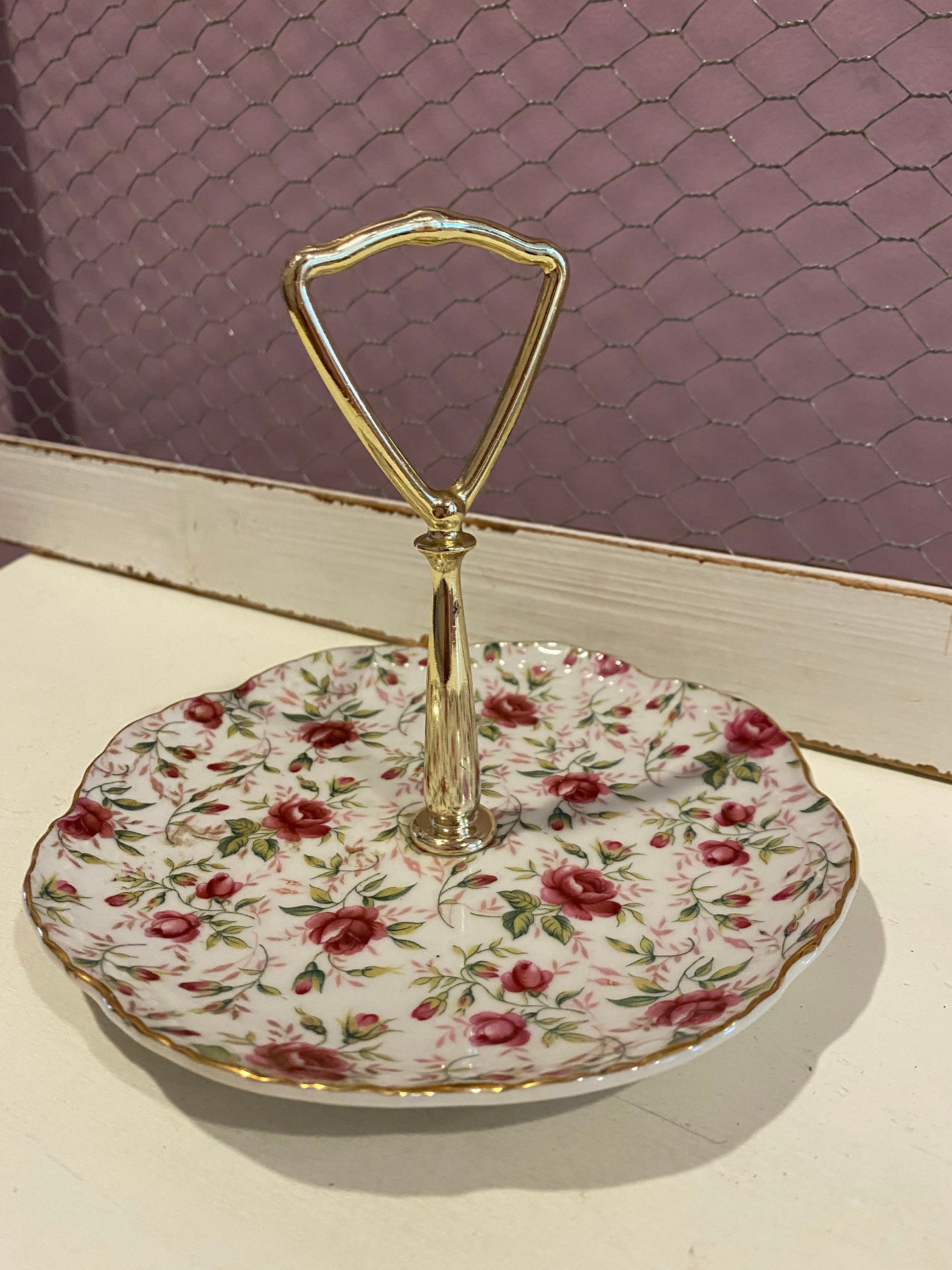 Pretty Vintage Lefton Serving Dish Plate With Handle Roses Design - Etsy