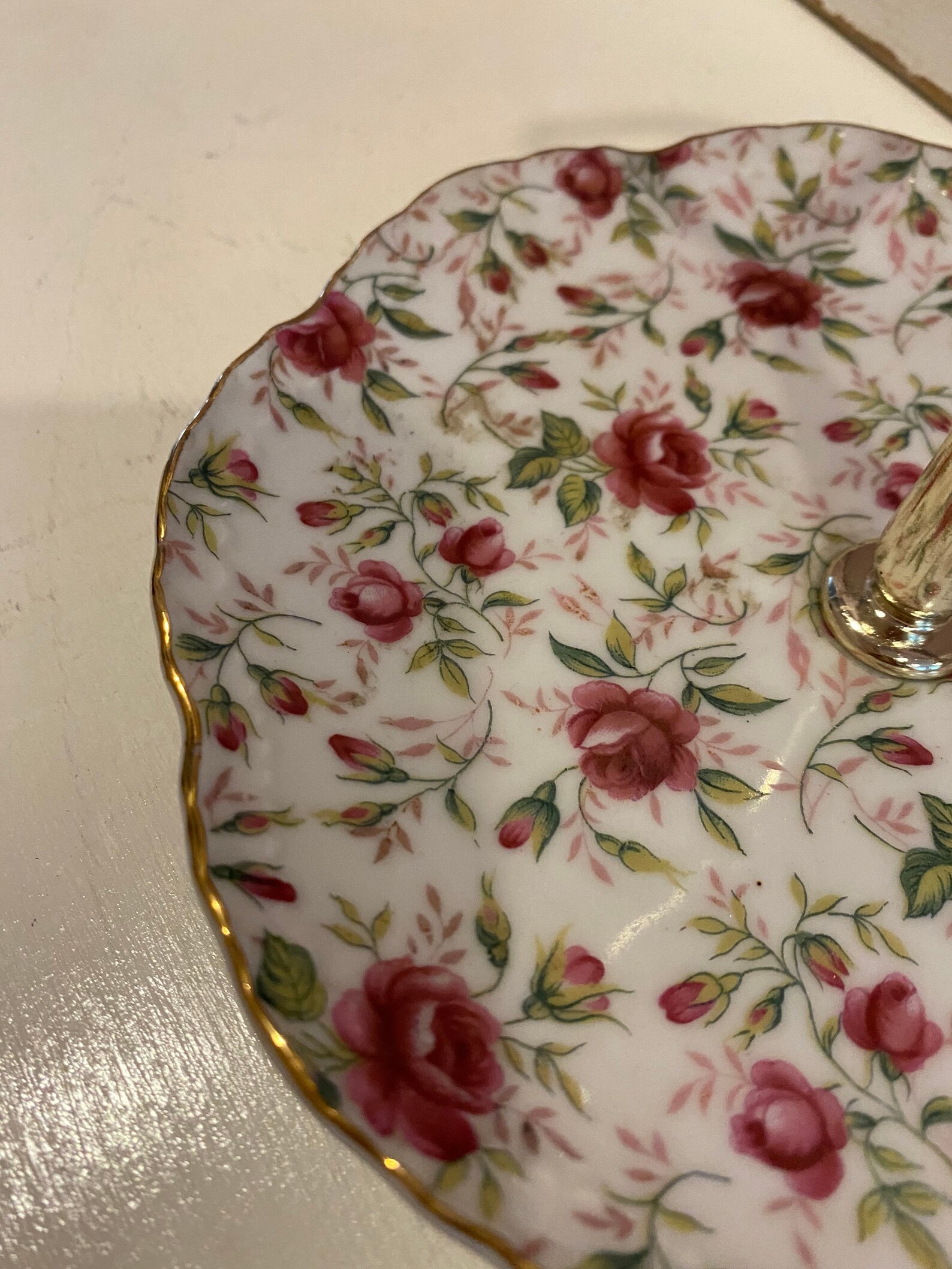 Pretty Vintage Lefton Serving Dish Plate With Handle Roses Design - Etsy