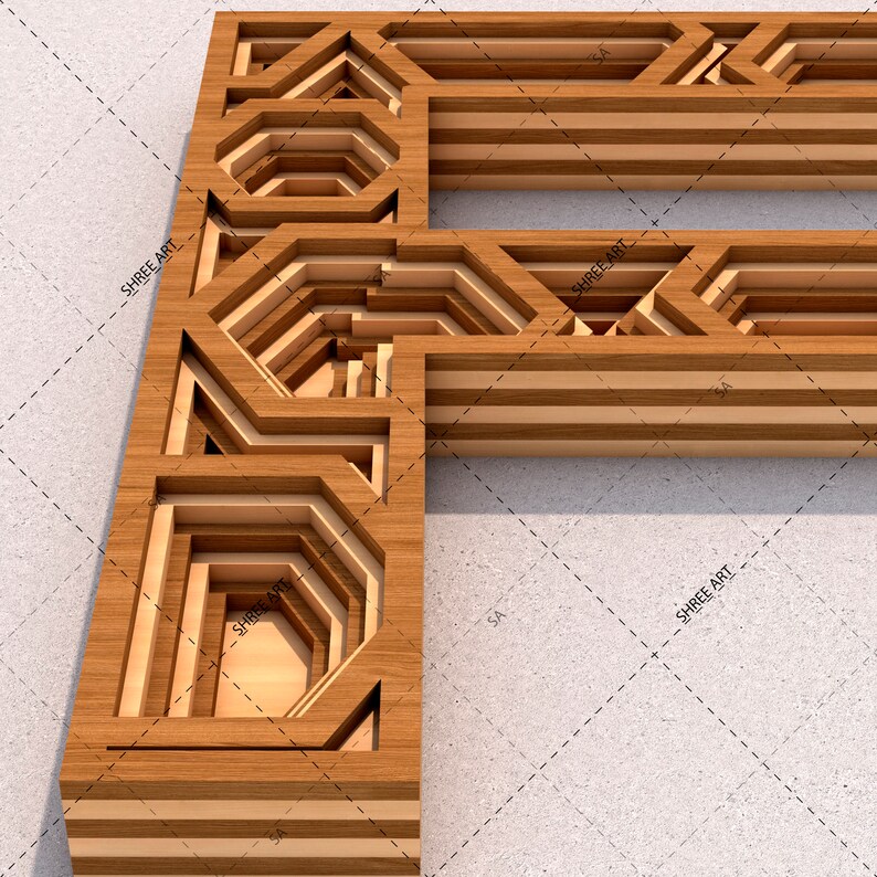 Letter F, Laser Cutting Multilayered 3D Geometric Design DXF SVG Ai Eps ...