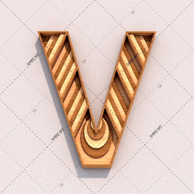 Letter V Laser Cutting Multilayered 3D Geometric Design DXF | Etsy