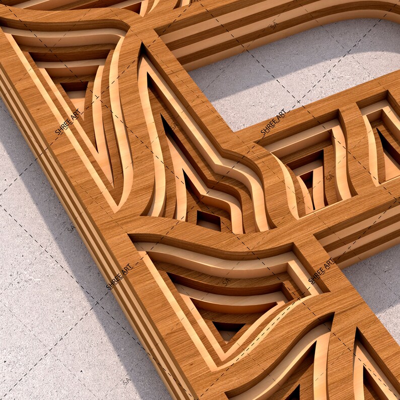 Letter B Laser Cutting Multilayered 3D Geometric Design DXF - Etsy