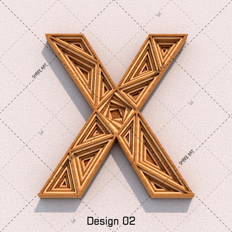 Letter X Laser Cutting Multilayered 3D Geometric Design DXF - Etsy