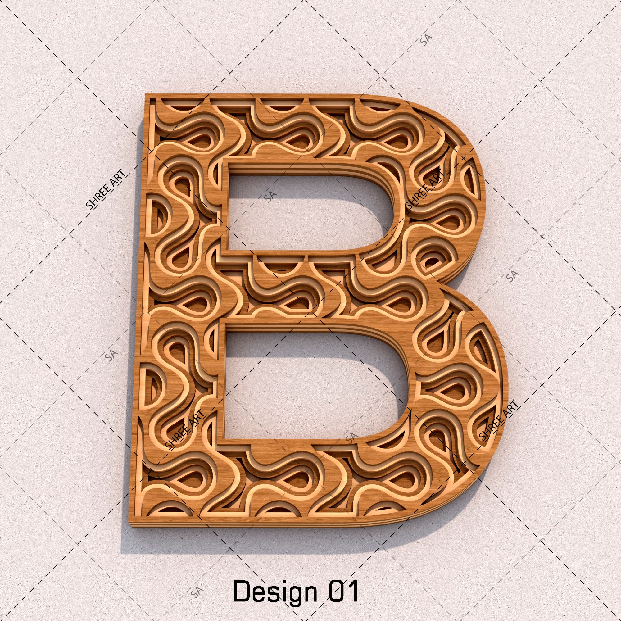 Letter B Laser Cutting Multilayered 3D Geometric Design DXF - Etsy