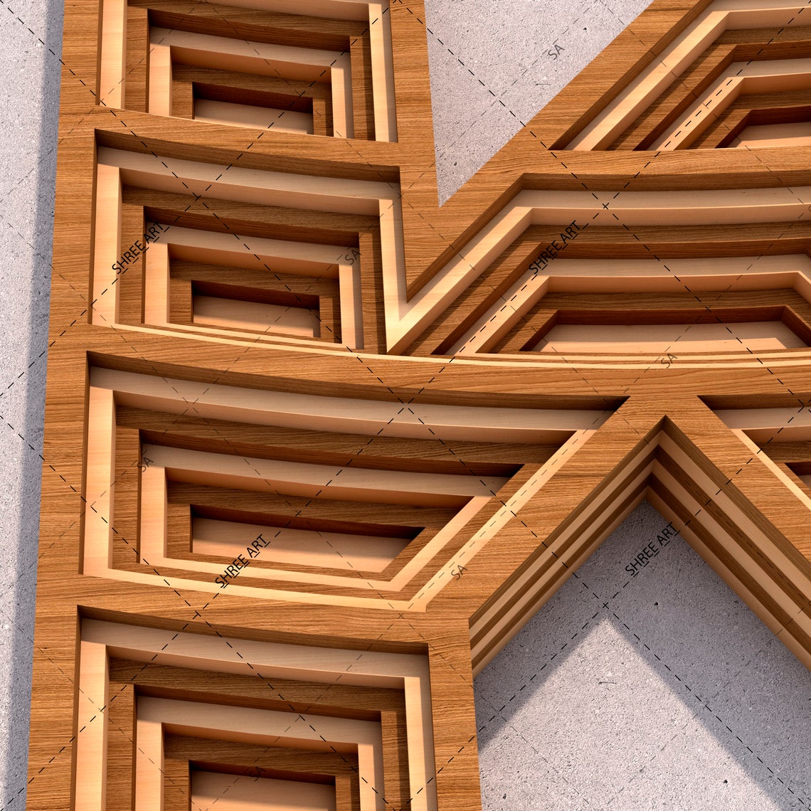 Letter K Laser Cutting Multilayered 3D Geometric Design DXF - Etsy