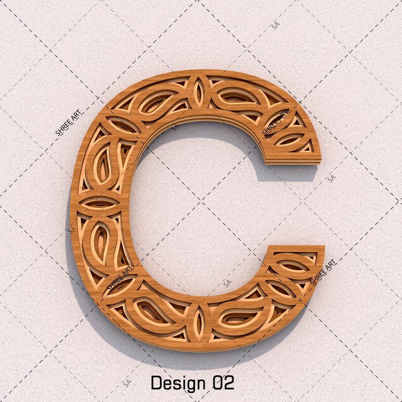Letter C Laser Cutting Multilayered 3D Geometric Design DXF - Etsy