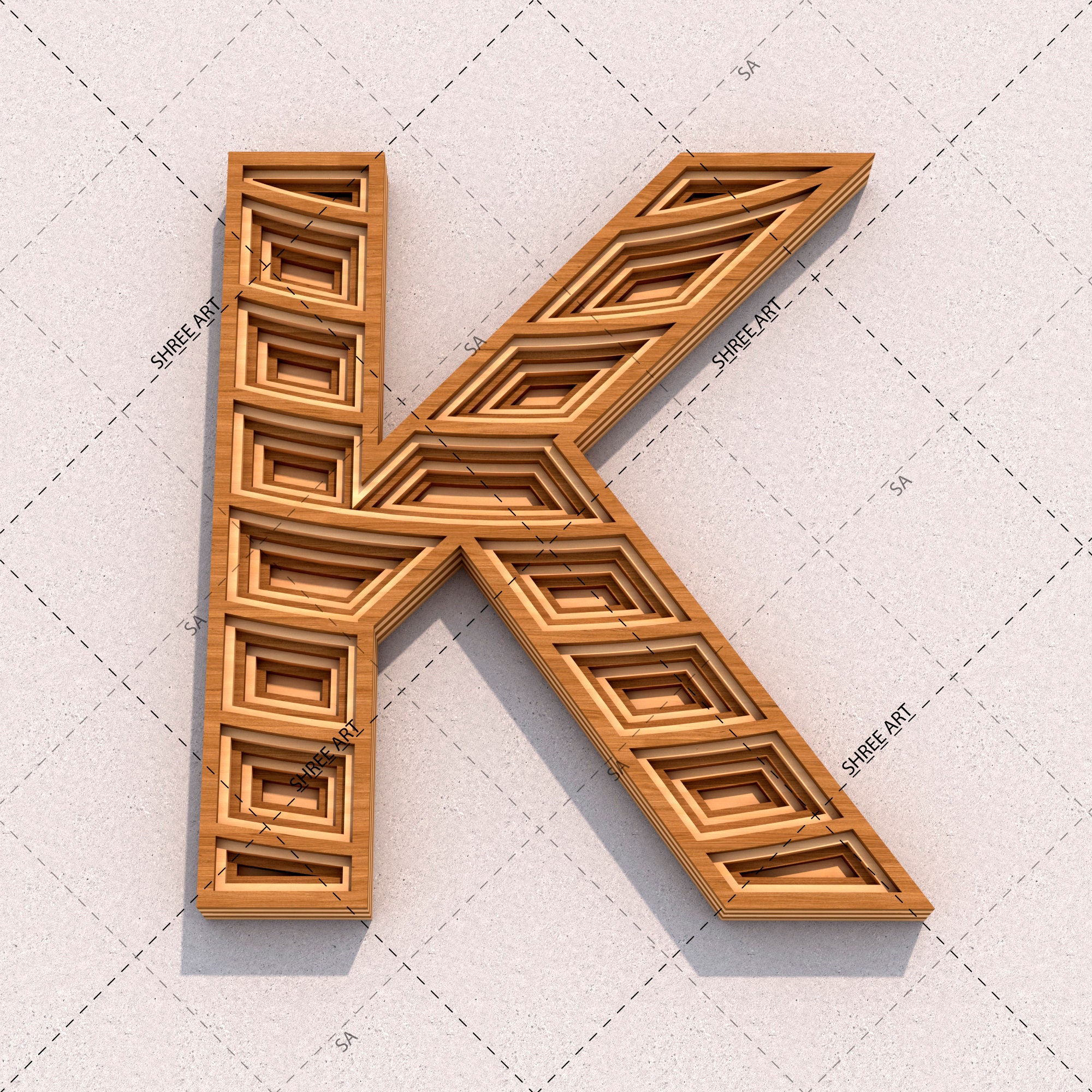 Letter K Laser Cutting Multilayered 3D Geometric Design DXF - Etsy