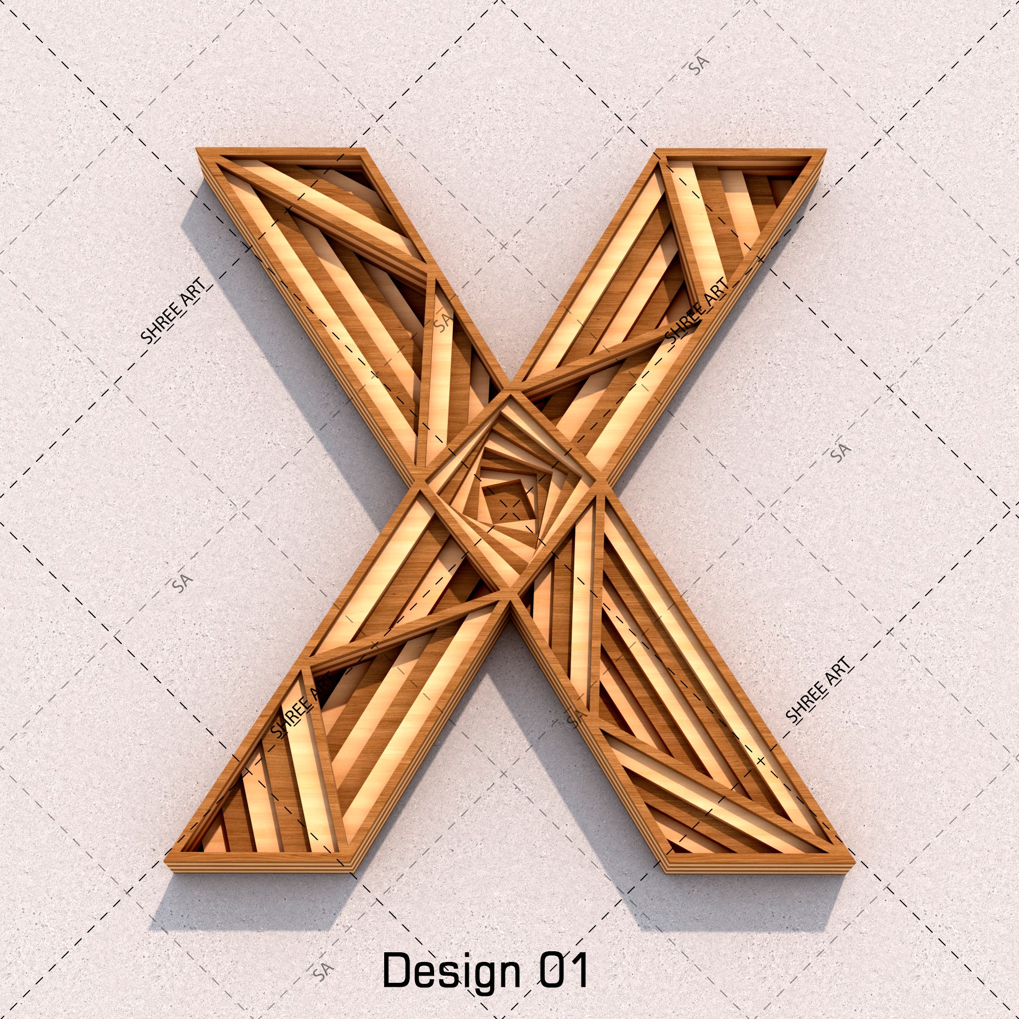 Letter X Laser Cutting Multilayered 3D Geometric Design DXF - Etsy