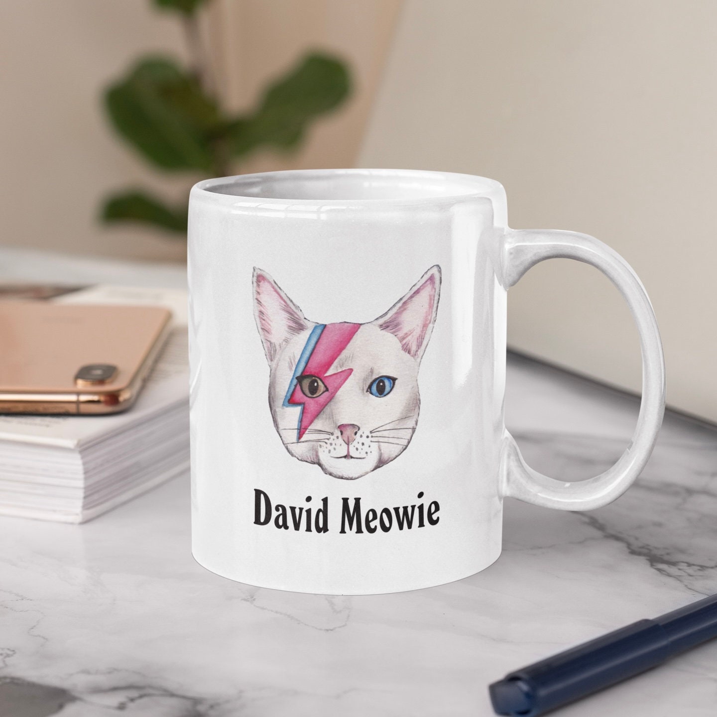 David Meowie Taza Bowie Fan Regalo Gato Ziggy Stardust - Etsy España