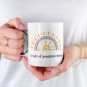 Cup of Positivi-tea Positivity Mug Cute Rainbow Gift Positive - Etsy