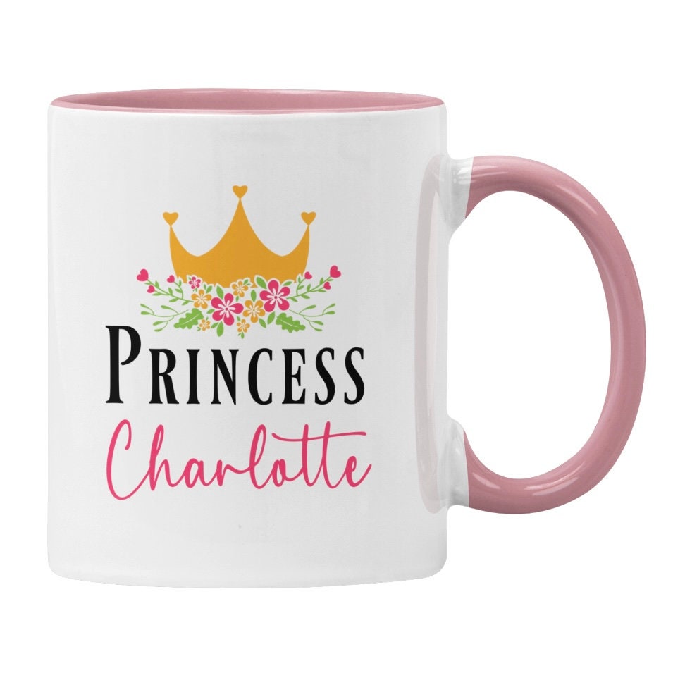 Personalised Princess Mug With Floral Crown Pretty Custom Gift - Etsy UK