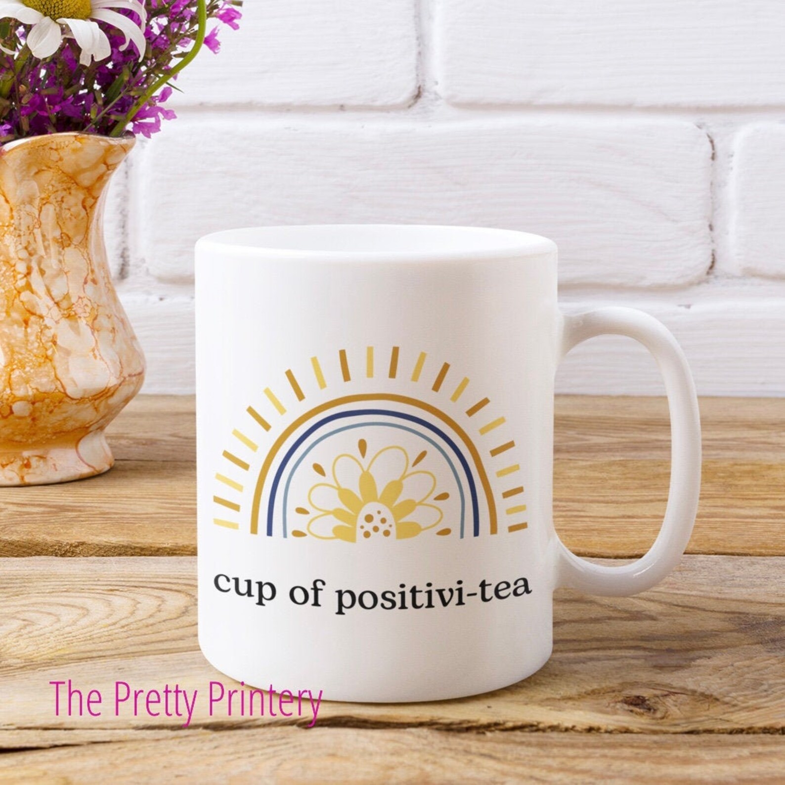 Cup of Positivi-tea Positivity Mug Cute Rainbow Gift Positive - Etsy