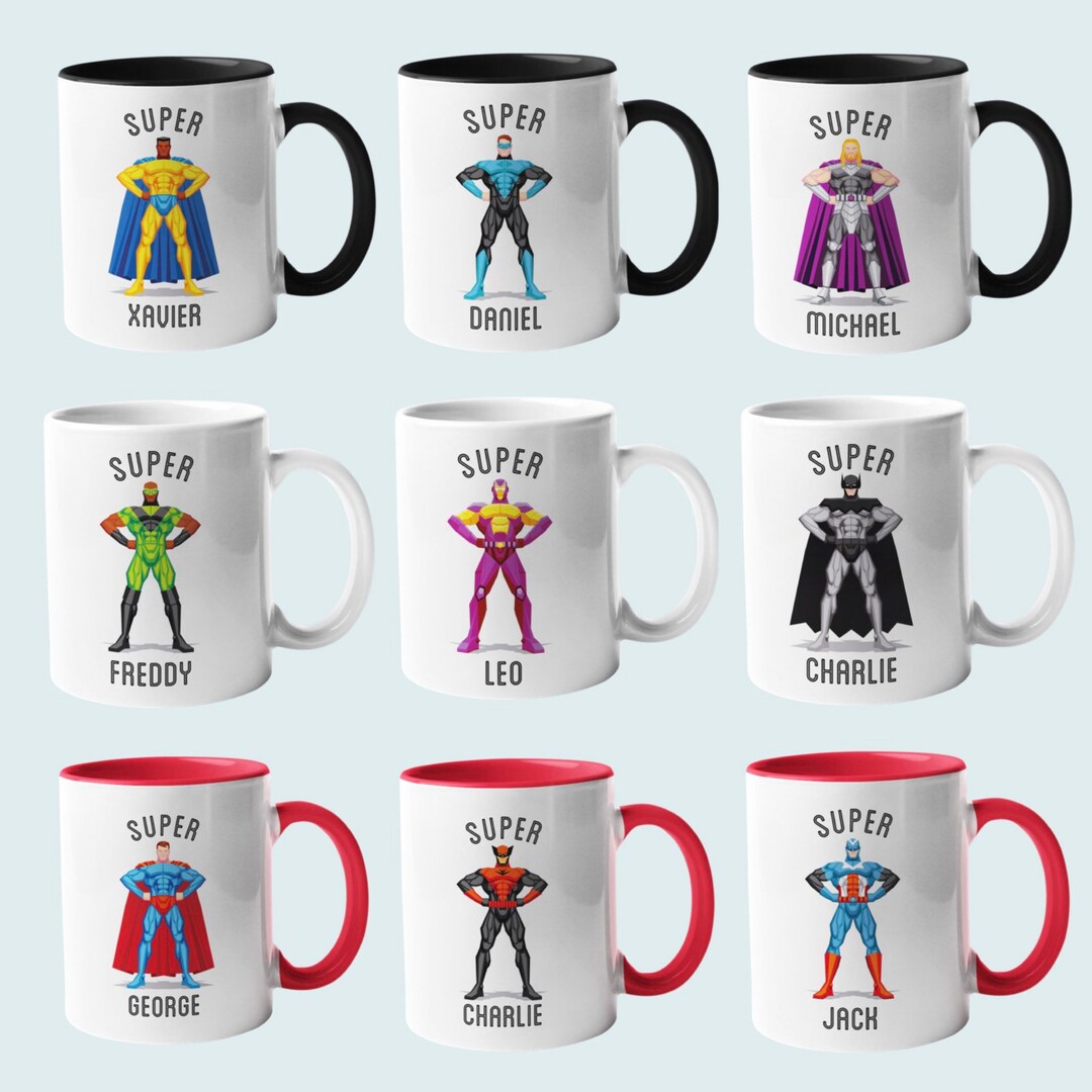 Super Hero Mug for Kids Personalised Cup Cool Gift for Boys Dad - Etsy