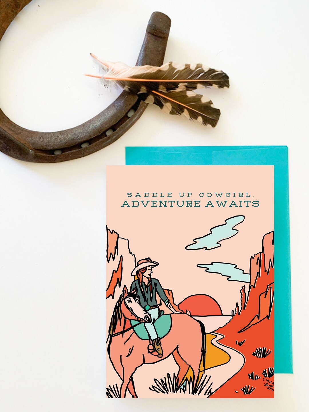 Adventure Awaits Cowgirl Card Rodeo Cowgirl Stationery Card - Etsy
