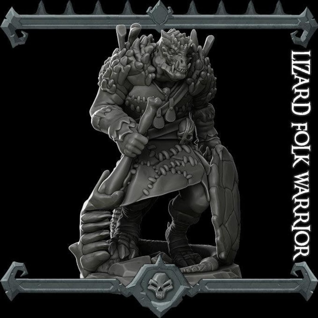 LIZARDFOLK WARRIOR Miniature Dungeons and Dragons Cthulhu Pathfinder ...