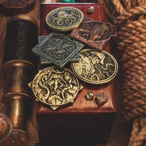 Cthulhu Mythical Coin Set 5 Unique Metal Game Tokens / Collectible ...