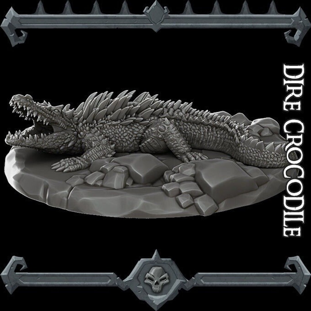 DIRE CROCODILE Resin Miniature Many Size Options dungeons and Dragons ...