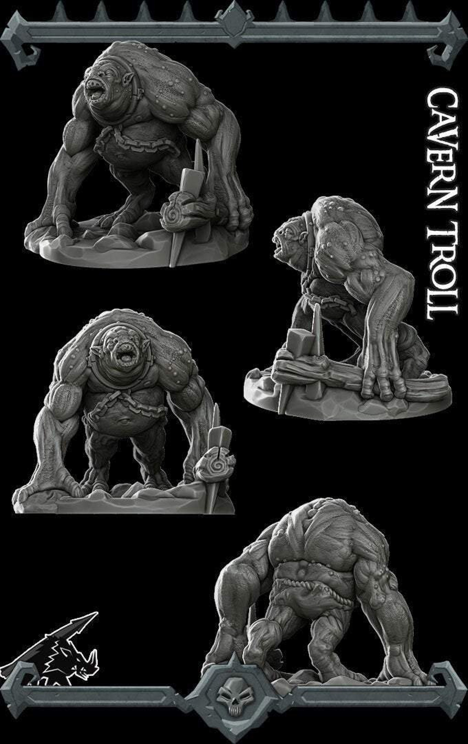 CAVERN TROLL Miniature Many Size Options dungeons and - Etsy Denmark