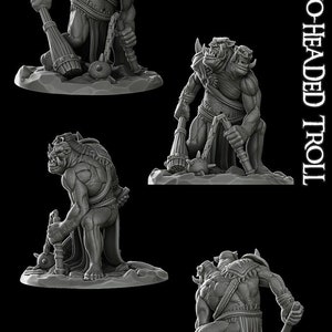 Two Headed Troll Miniature Many Size Options dungeons and - Etsy