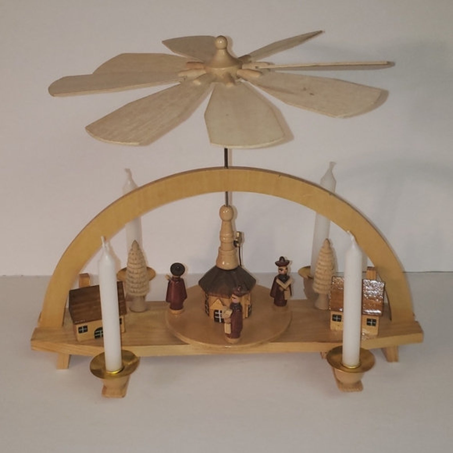 Vintage German Arch Wooden Carousel spinning with 4 candles | Etsy
