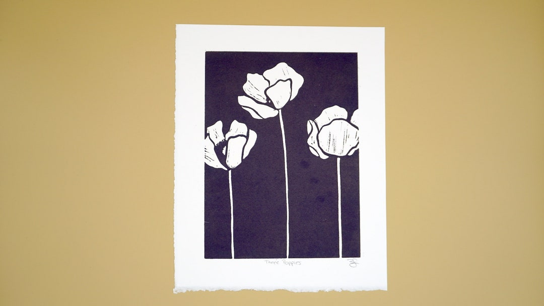 Original Poppy Trio Block Print, Hand-printed - Etsy