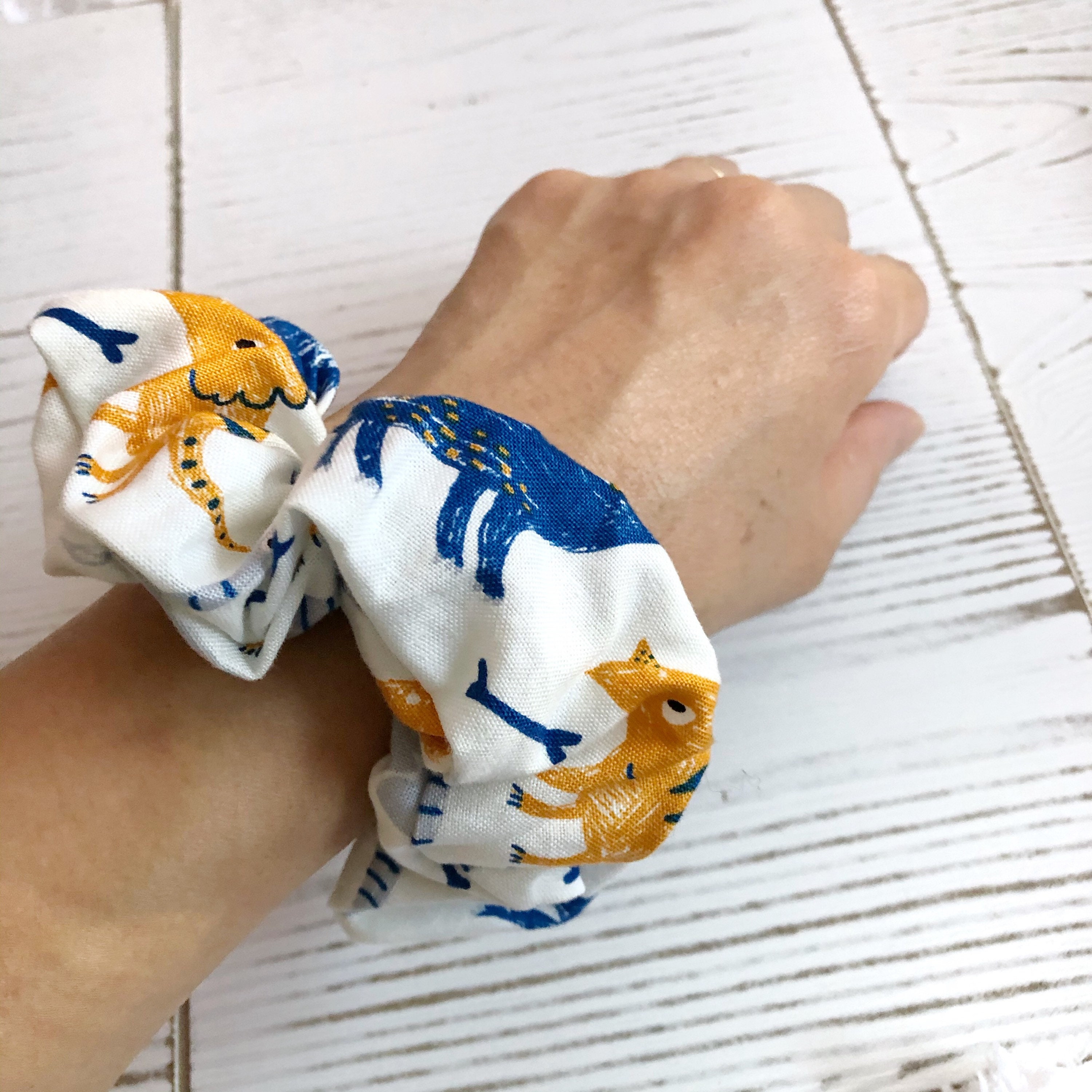 Kawaii Animal Scrunchies Cotton Scrunchies Cat Dino Fox | Etsy