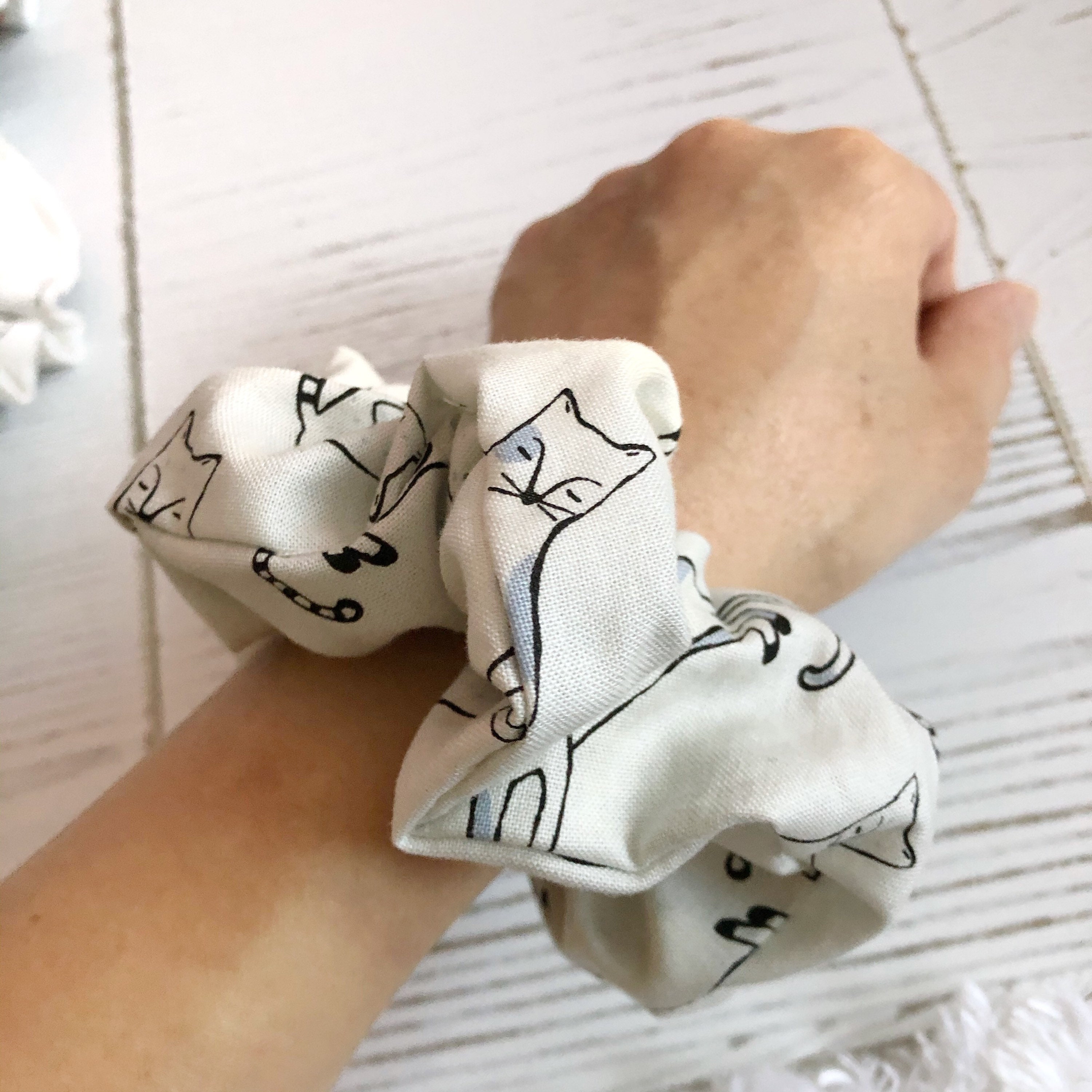 Kawaii Animal Scrunchies Cotton Scrunchies Cat Dino Fox | Etsy