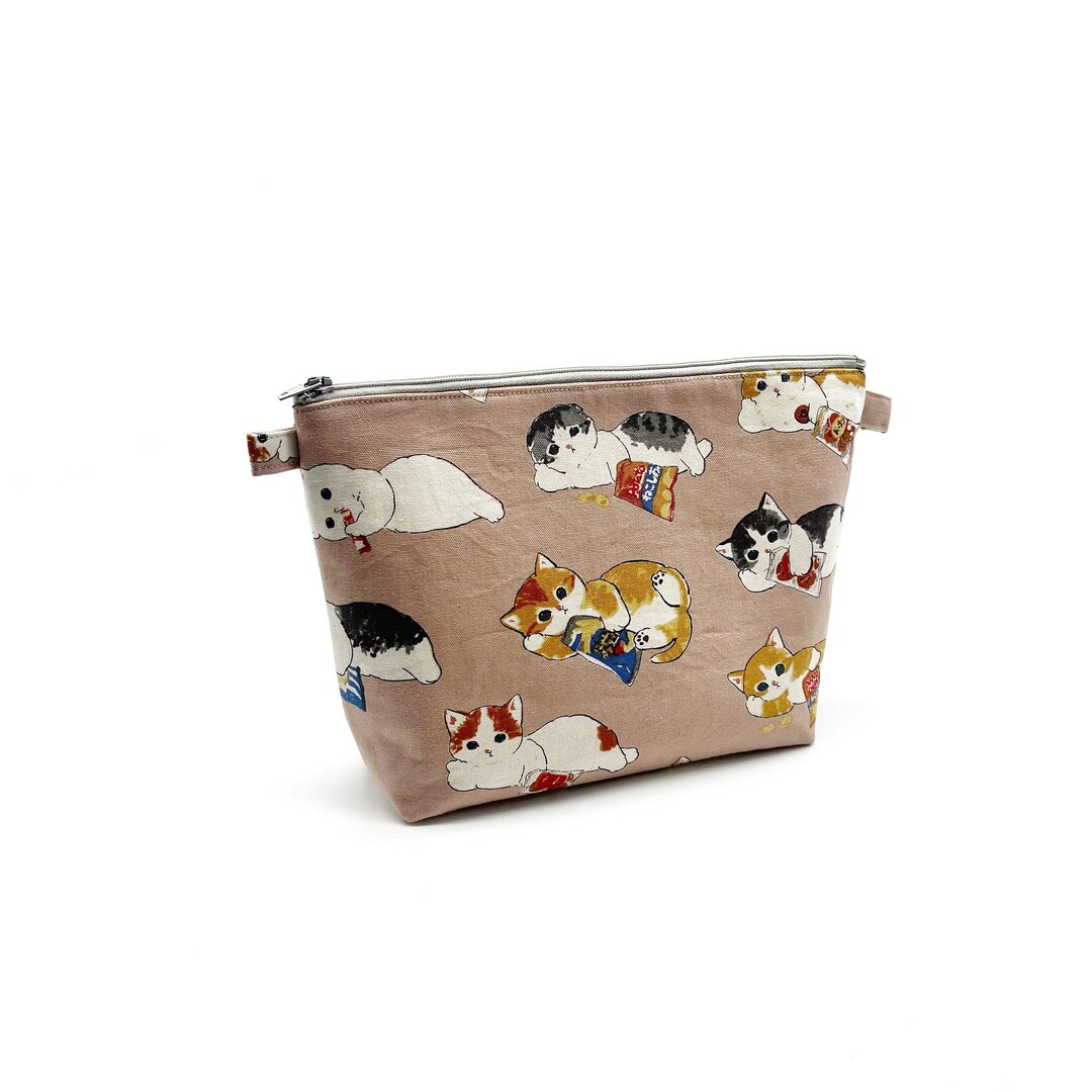 Kawaii Cat Makeup Pouch Potato Chips Zipper Pouch Pink Pouch Fabric ...