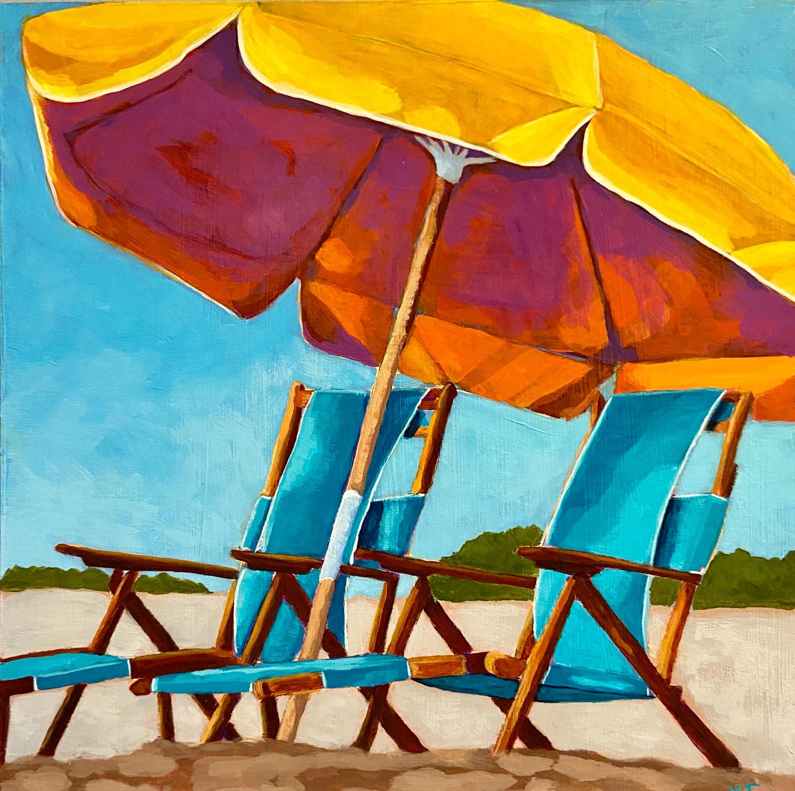 Come Sit With Me is an Acrylic Beach Painting on Cradled Wood, for ...