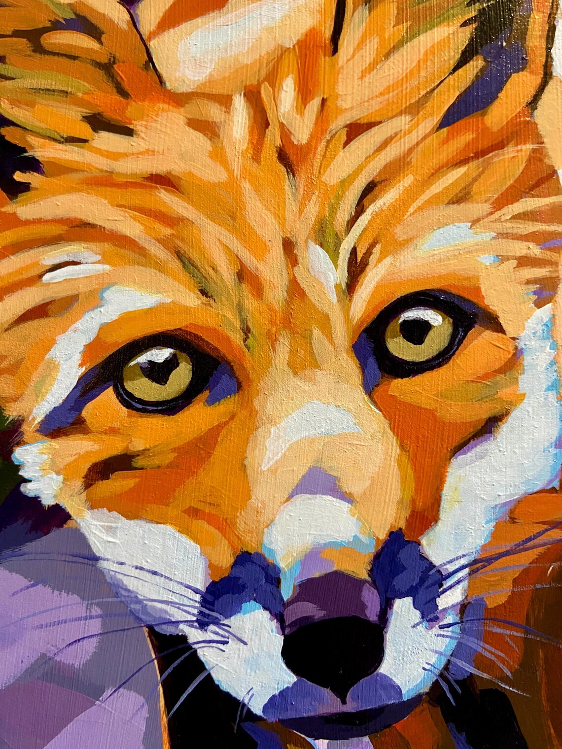 Foxy Lady is a Colorful and Fun Acrylic Fox Painting on 11x14 Gallery ...