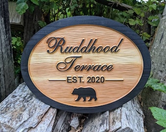 Personalized Rustic Wood Bear Sign, Outdoor Address, Western Porch ...