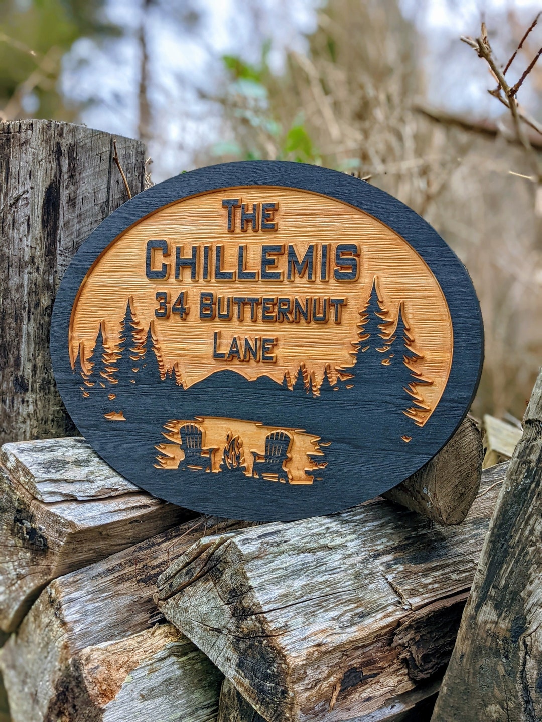 Rustic Cedar Driveway Address Sign for Estates Residential Exterior ...