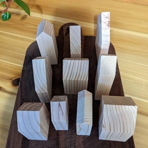 Small Set of Miniature Wood Block Houses, Diy Home Decor Tiered Trays ...