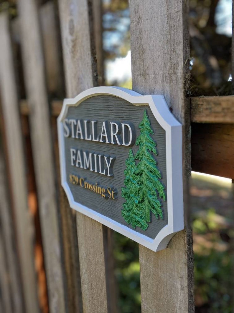 Custom Classic Farmhouse Carved Tree Address Plaque Name and | Etsy