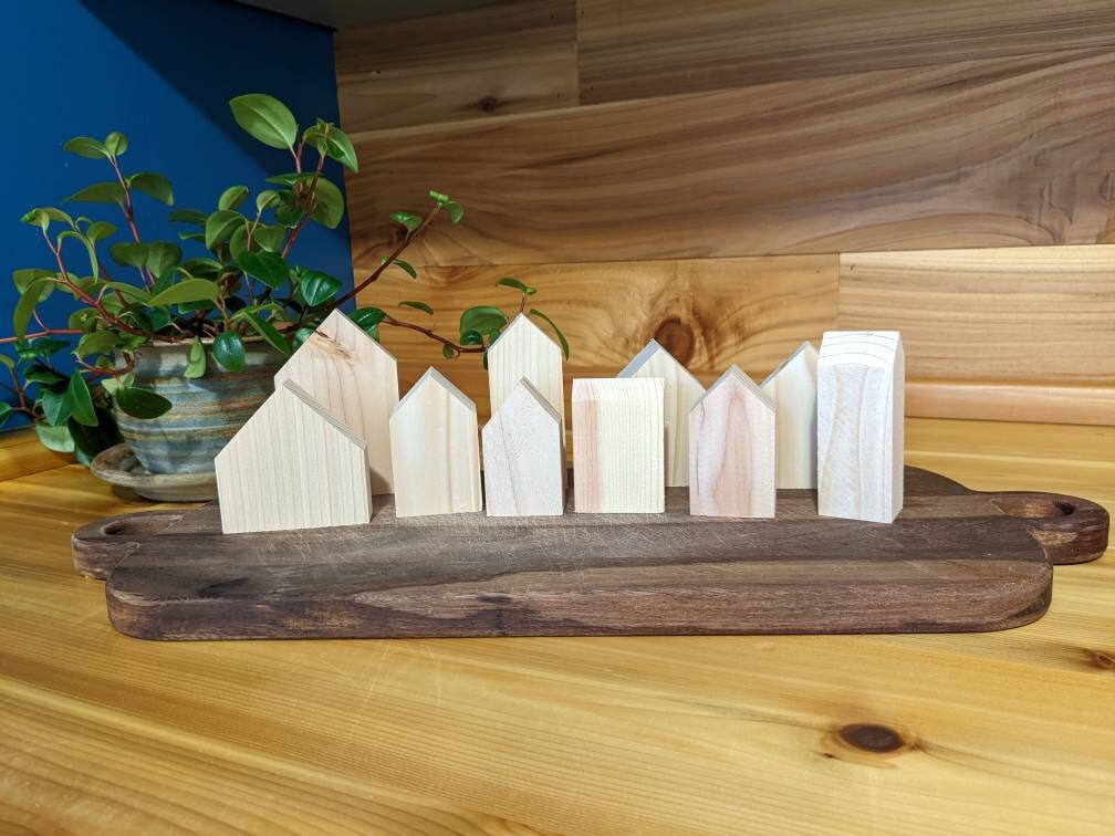 25 Wood House Shapes: DIY Miniature Village, Farmhouse Tiered Tray ...