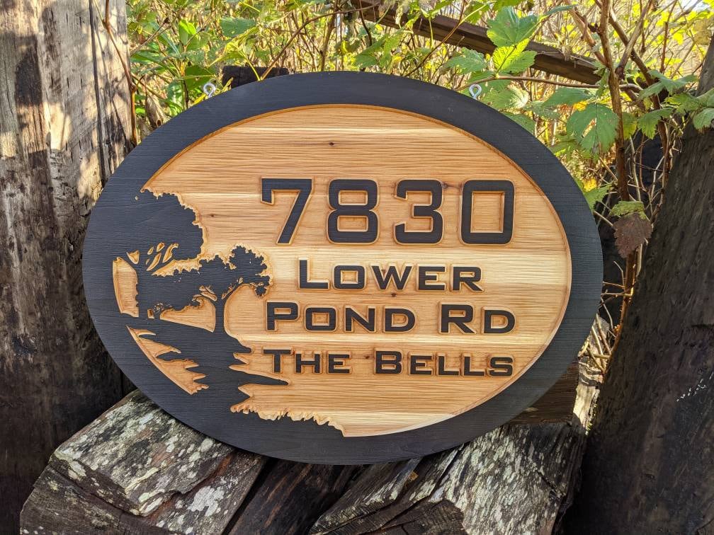 Hanging Single or Double Sided Wood Address Estate Oak Tree Sign. - Etsy