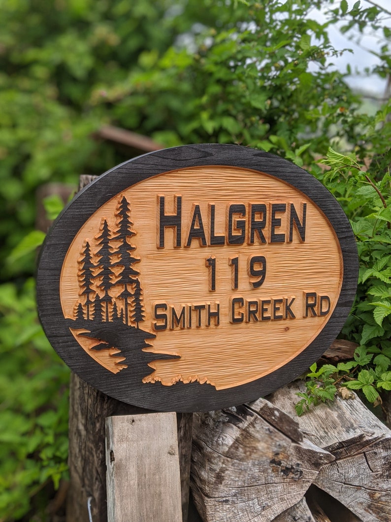 Estate Sign Custom Carved Rustic Outdoor Exterior Wood Address - Etsy