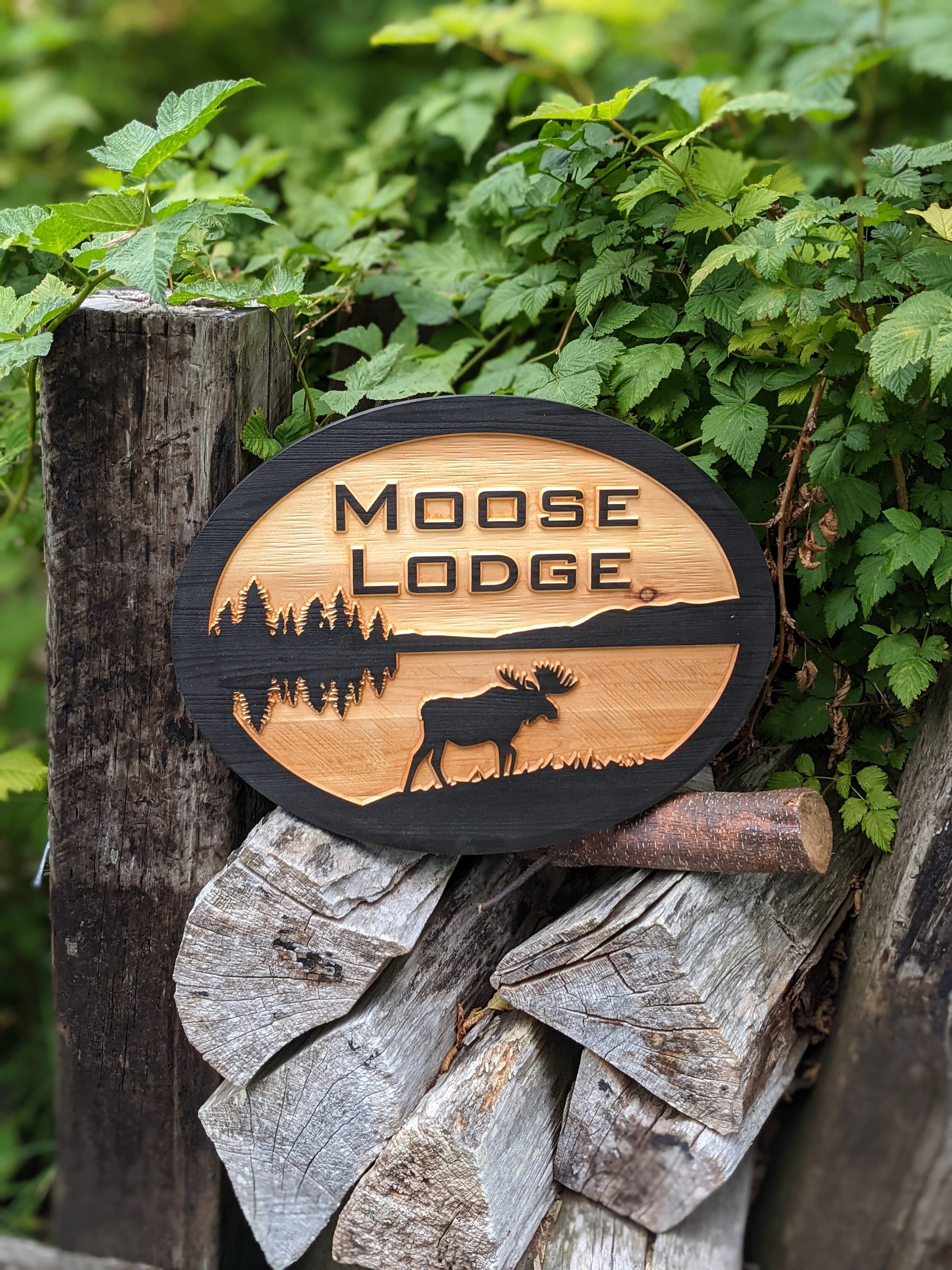 Rustic Carved Cedar Sign: Moose Lodge, Lake Cabin Decor - Etsy