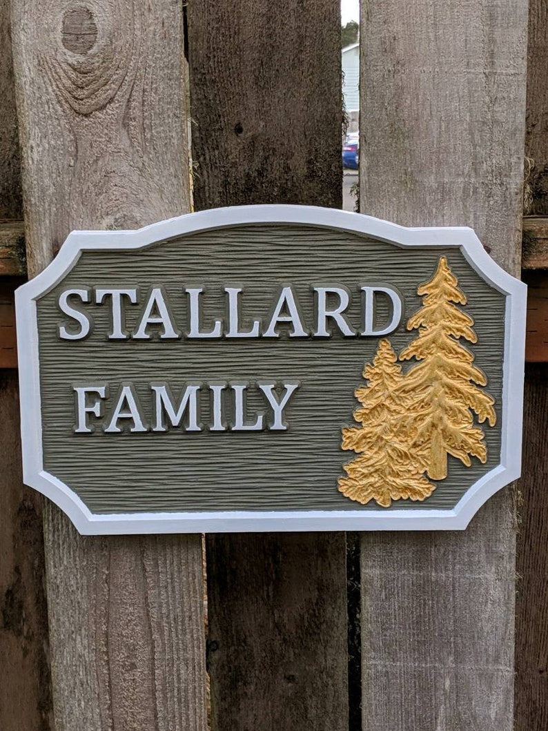 Custom Classic Farmhouse Carved Tree Address Plaque Name and | Etsy