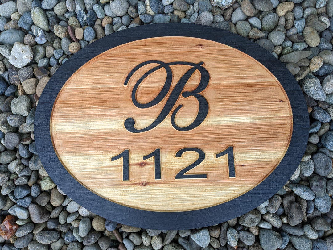 Carved Cedar Address Sign: Double Sided Family Name, Outdoor Decor - Etsy