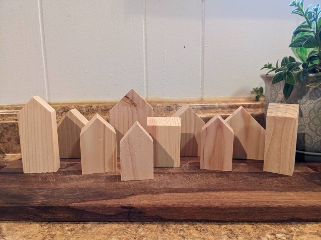 25 Wood House Shapes: DIY Miniature Village, Farmhouse Tiered Tray ...