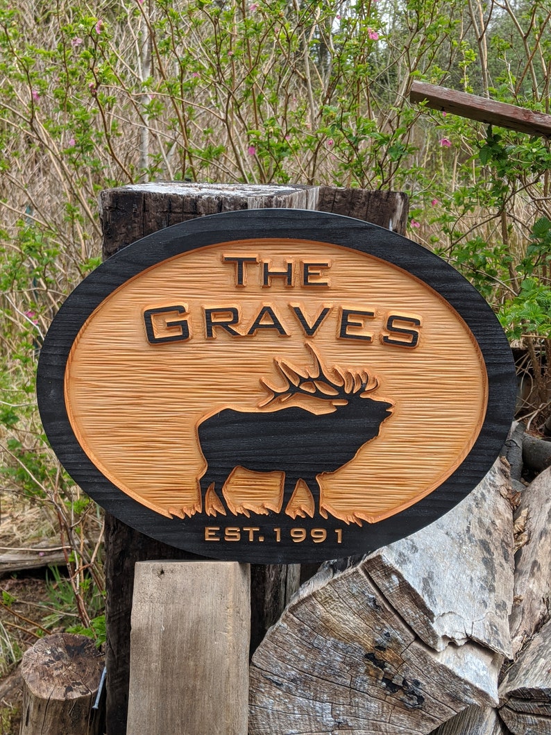 Rustic Carved Cedar Sign Moose Elk Deer Lake Cabin Country - Etsy