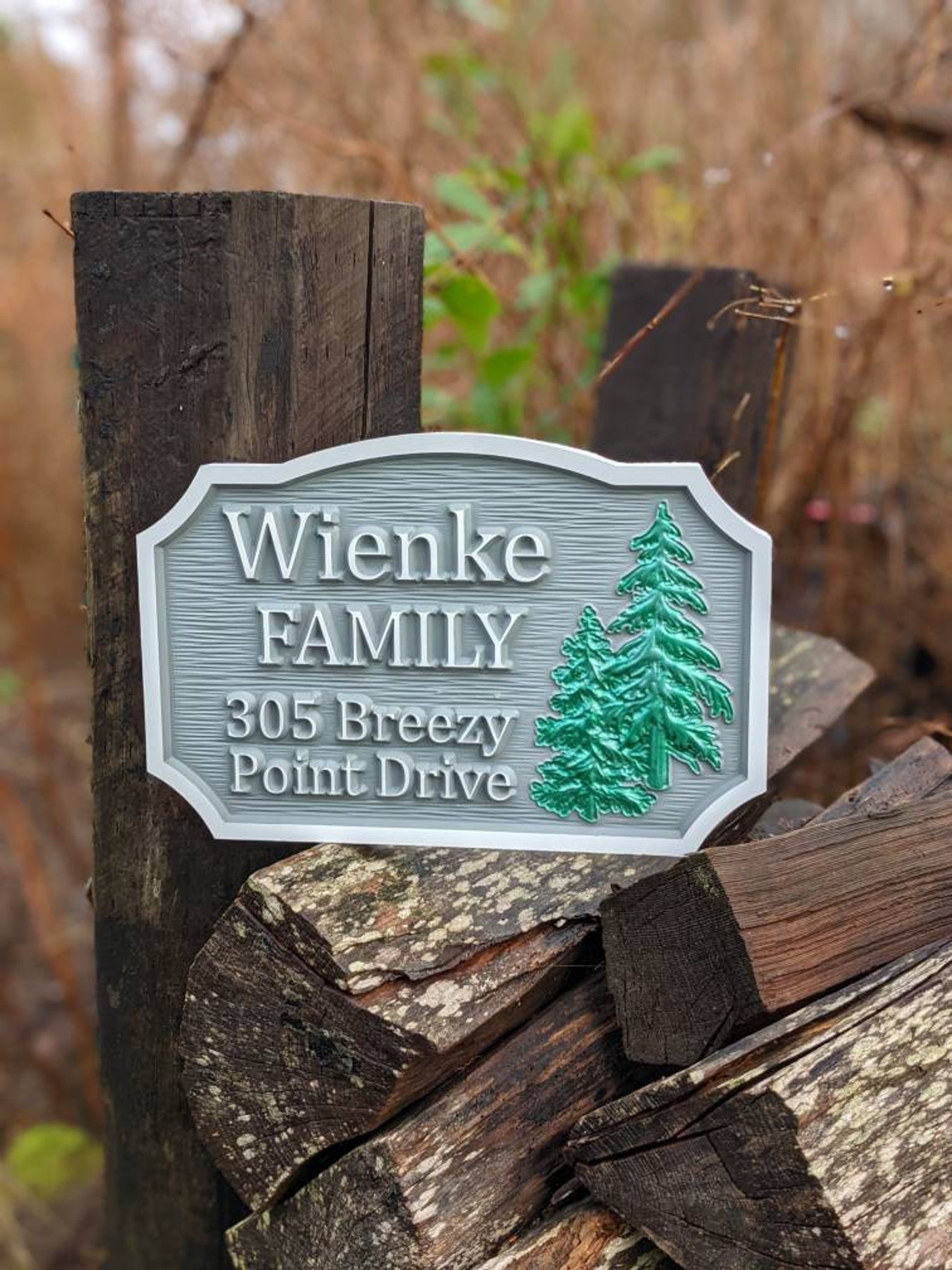 Custom Classic Farmhouse Carved Tree Address Plaque Name and | Etsy