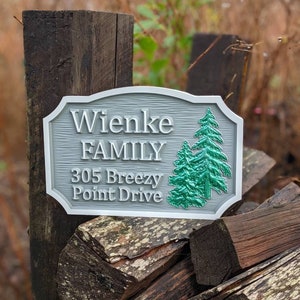 Custom Classic Farmhouse Carved Tree Address Plaque Name and Address ...
