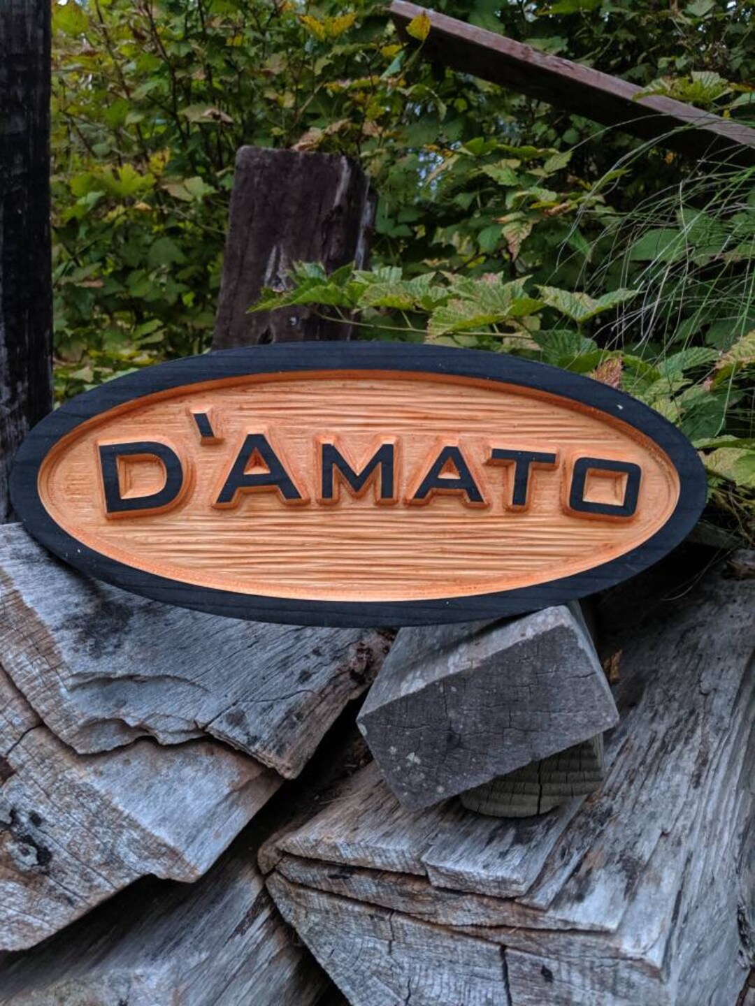Personalized Custom Last Name Sign. Simple Oval With Textured ...