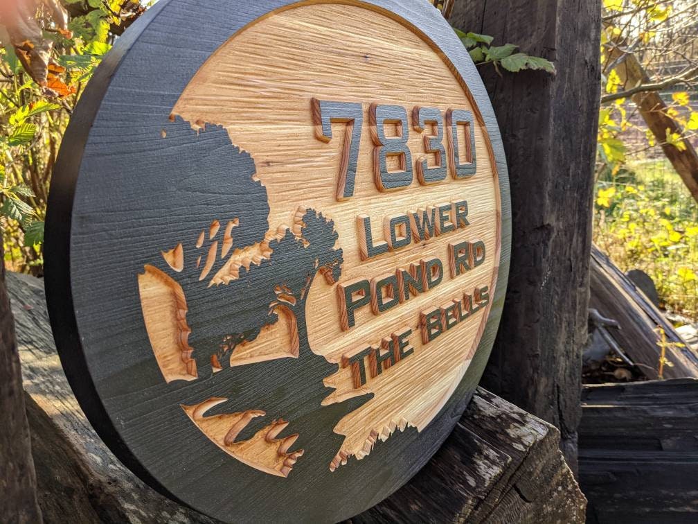 Hanging Single or Double Sided Wood Address Estate Oak Tree Sign. - Etsy