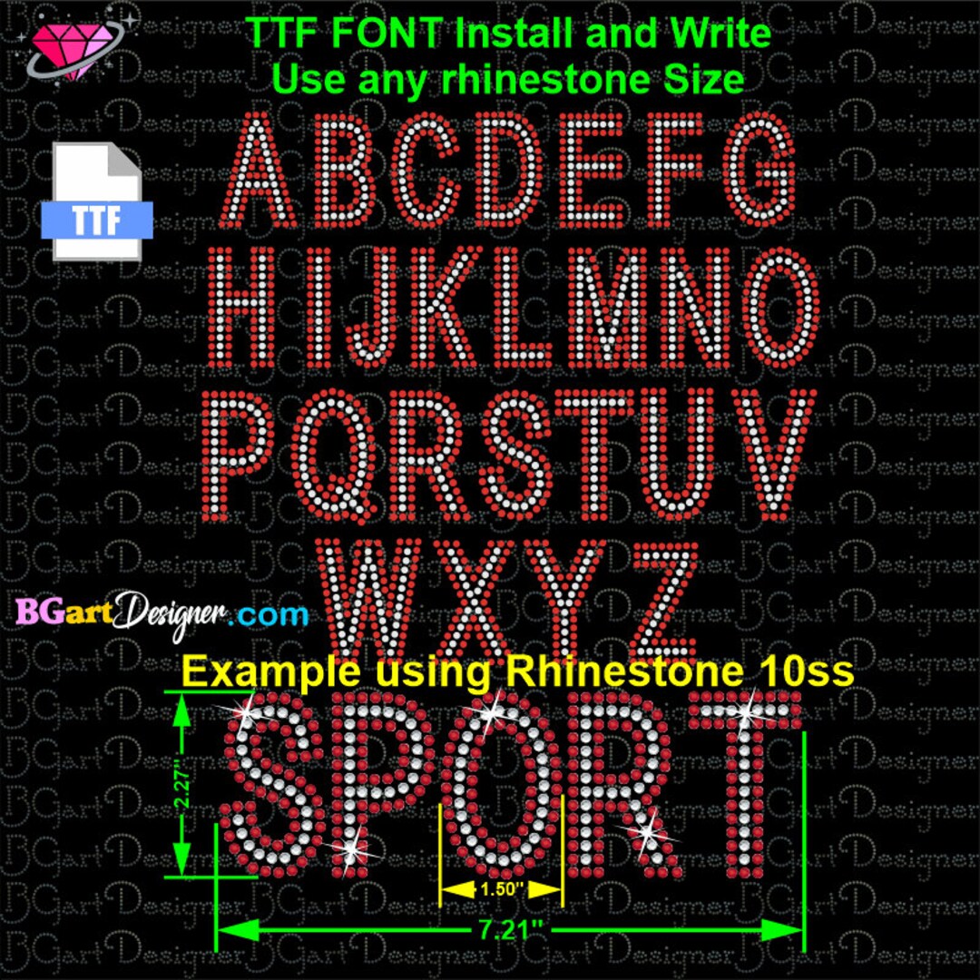BGART11 Fonts Alphabet Rhinestone, Bling Letters, Ttf, for Cricut and ...